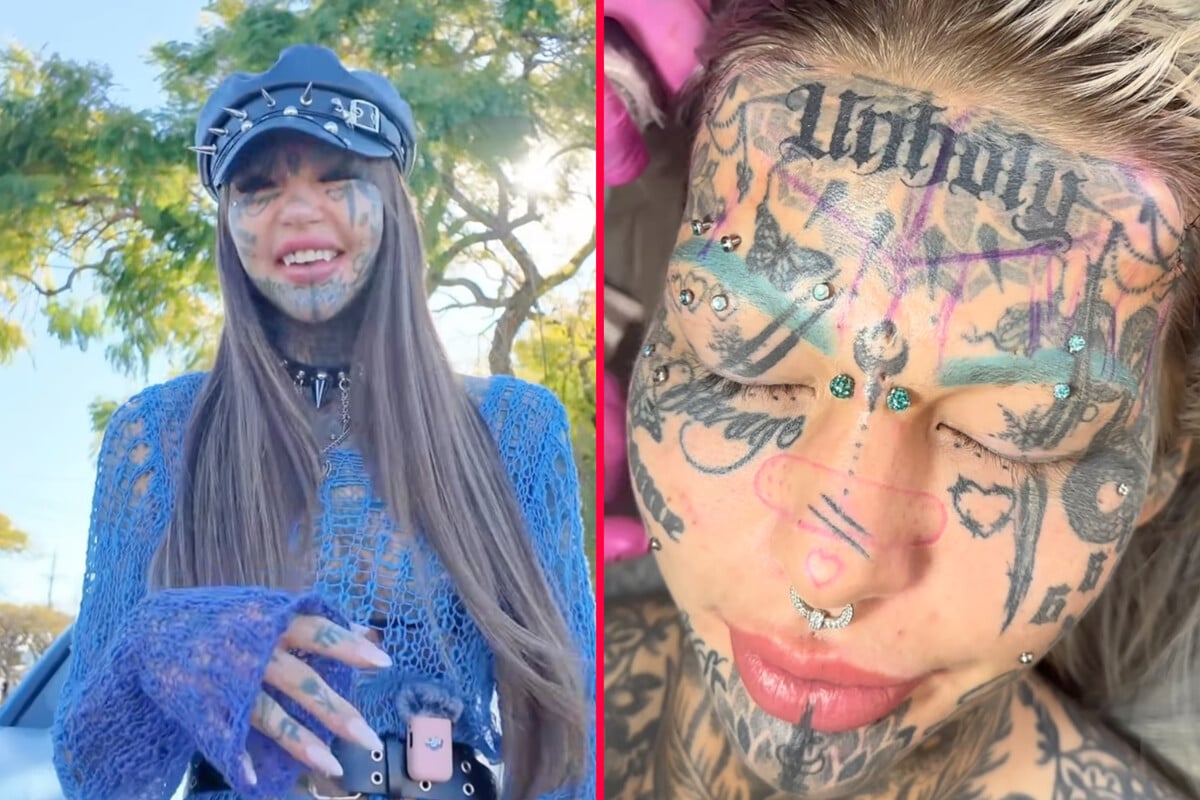 Heavily-inked adult star reveals first steps in radical face tattoo removal
