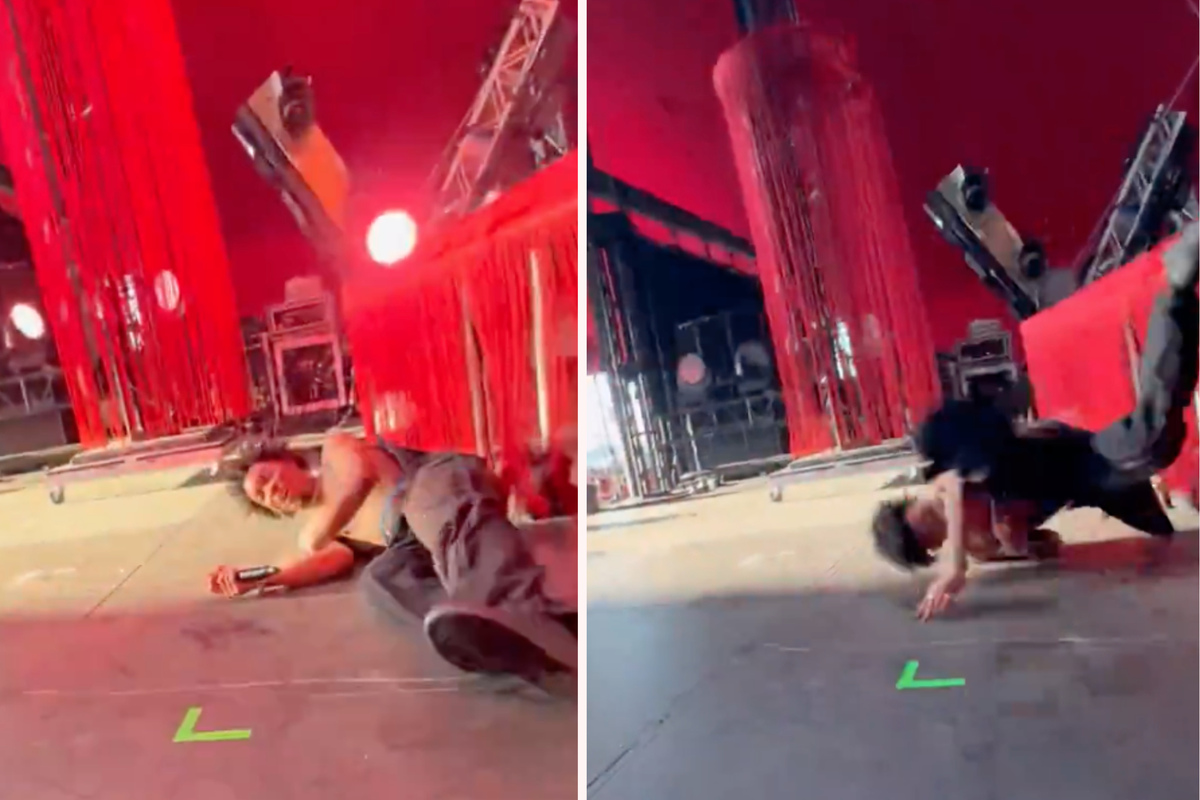Singer d4vd face plants after attempted backflip during Coachella set!