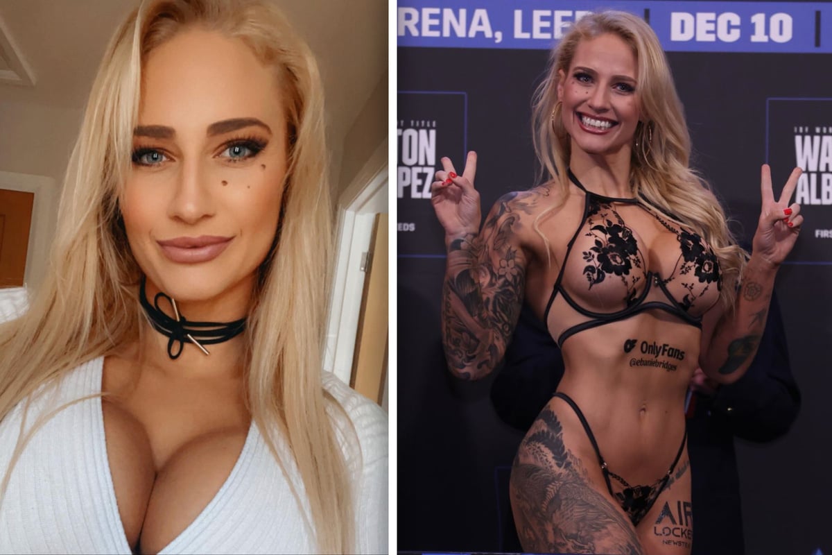 Mitten im Interview: Ebanie Bridges lüftet ihr Shirt und präsentiert ihre Brüste