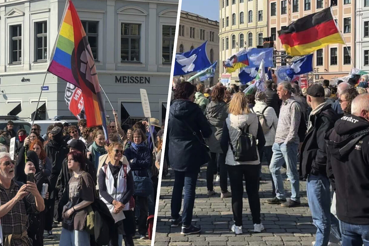 Demonstrationen in Dresden: "Deutschland steht auf" vor der Frauenkirche
