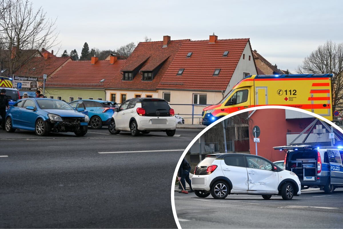 Unfall in Löbau: Autos krachen zusammen, drei Verletzte