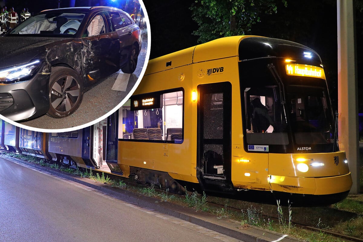 Crash in Dresden-Striesen: Pkw kollidiert mit Straßenbahn