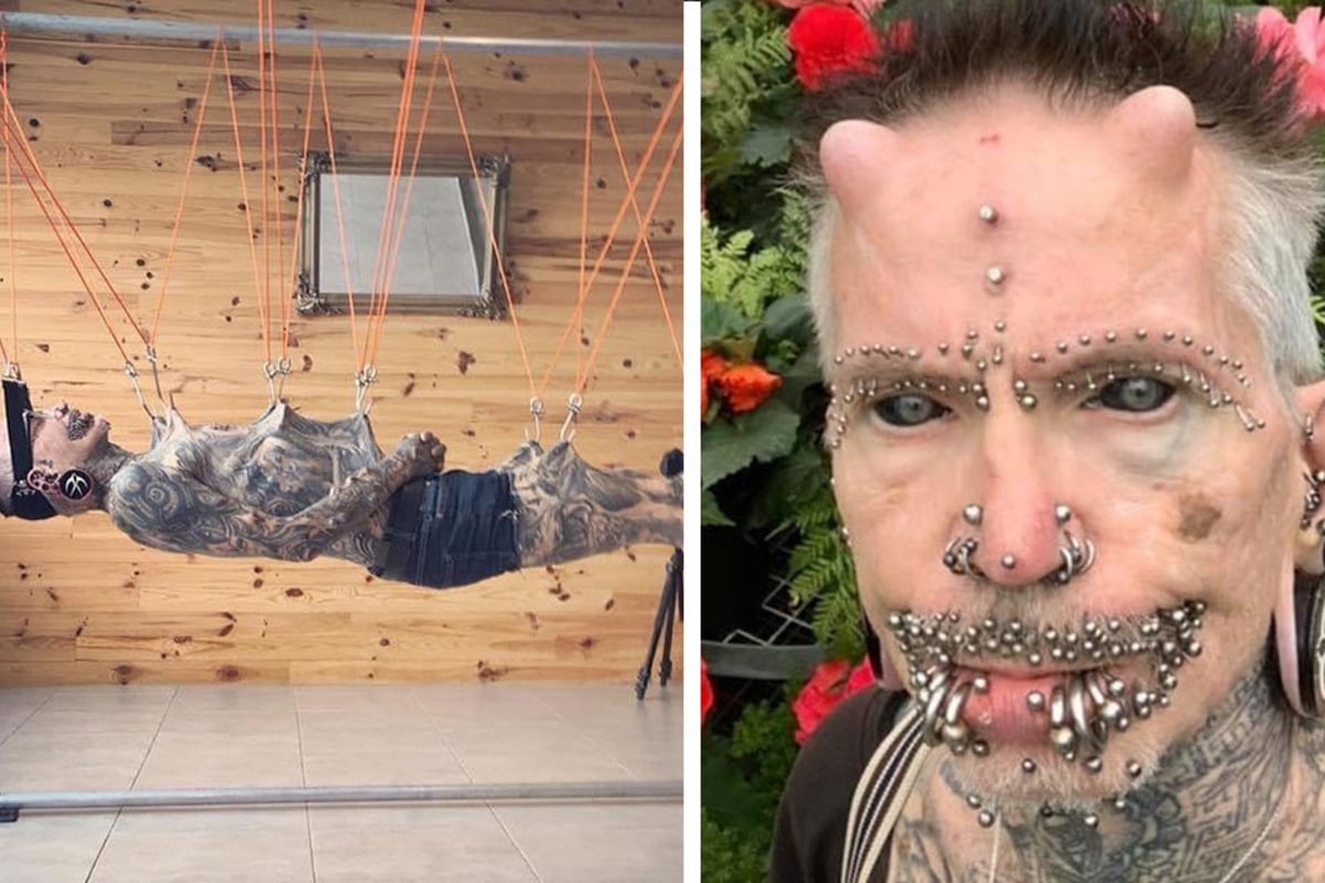 Sixty-year-old record holder for most body modifications hangs in suspense!