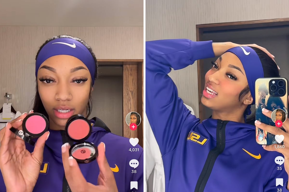 Angel Reese slam dunks with high-glam look for game day