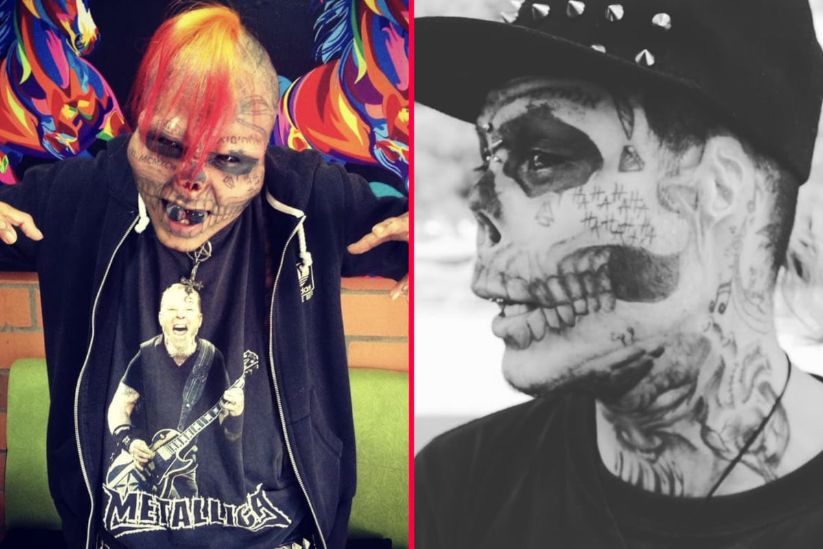 Tattoo addict chops off nose and turns himself into real-life skeleton