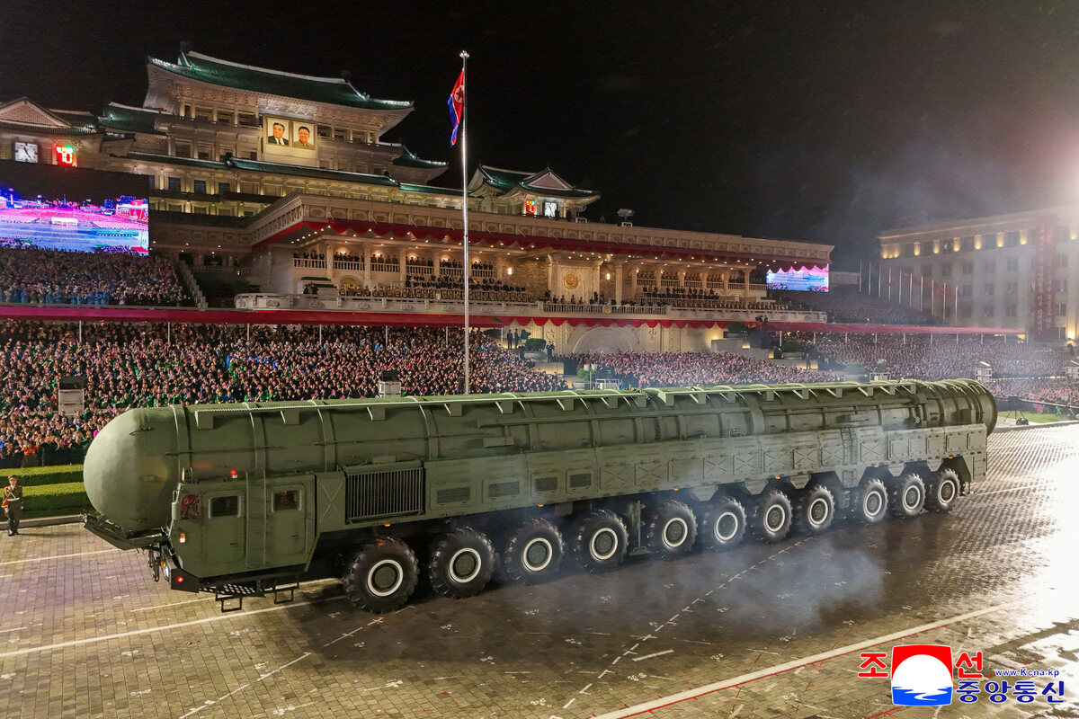 North Korea shows off "most powerful" weapon at huge military parade