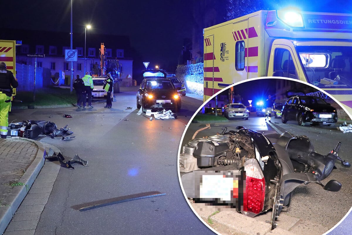 Unfall in Dresden - Unterwegs auf Drogen: Auto und Motorroller krachen zusammen - Mann schwer ...
