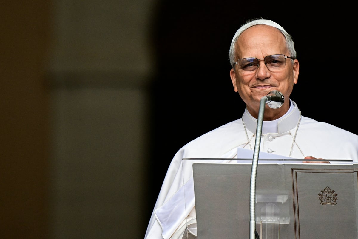 Pope Leo's first Angelus prayer draws massive crowd despite gloomy weather