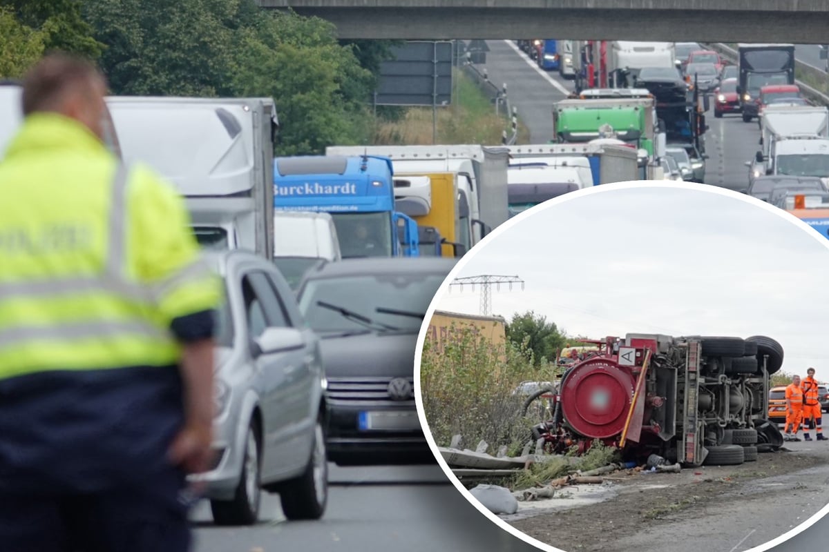 Truck kracht gegen Schilderbrücke und kippt um: A4 nach schwerem Unfall wieder frei