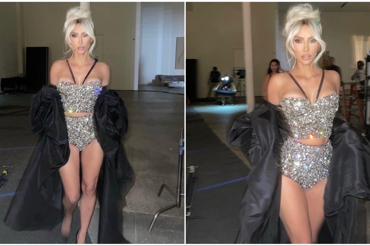 Kim Kardashian revamps Kourtney's wedding rhinestones for flashy fashion moment