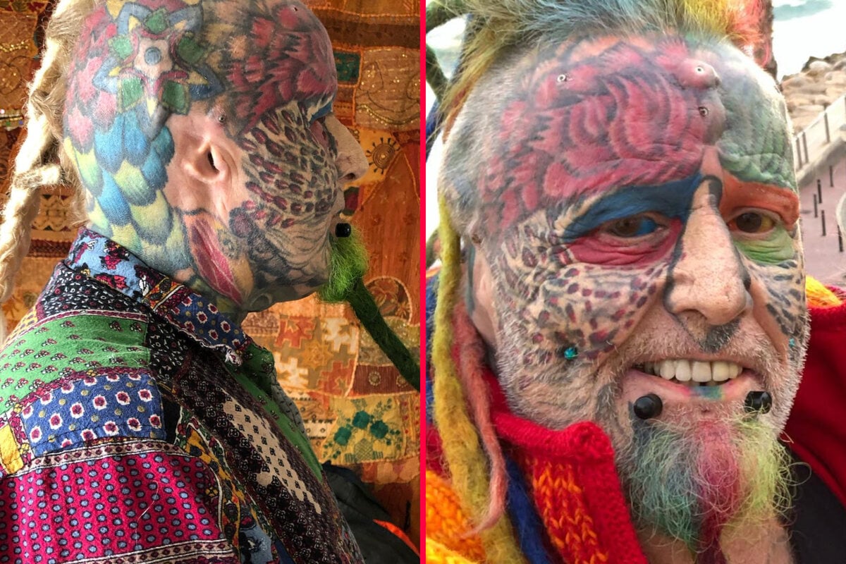 Ink addict who turned himself into a human parrot shocks with intense ...