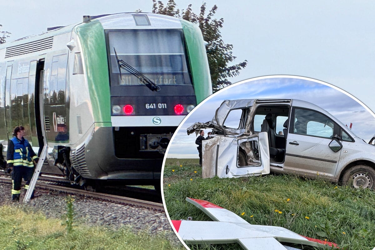 Unfall in Mücheln: Transporter kracht mit Zug zusammen