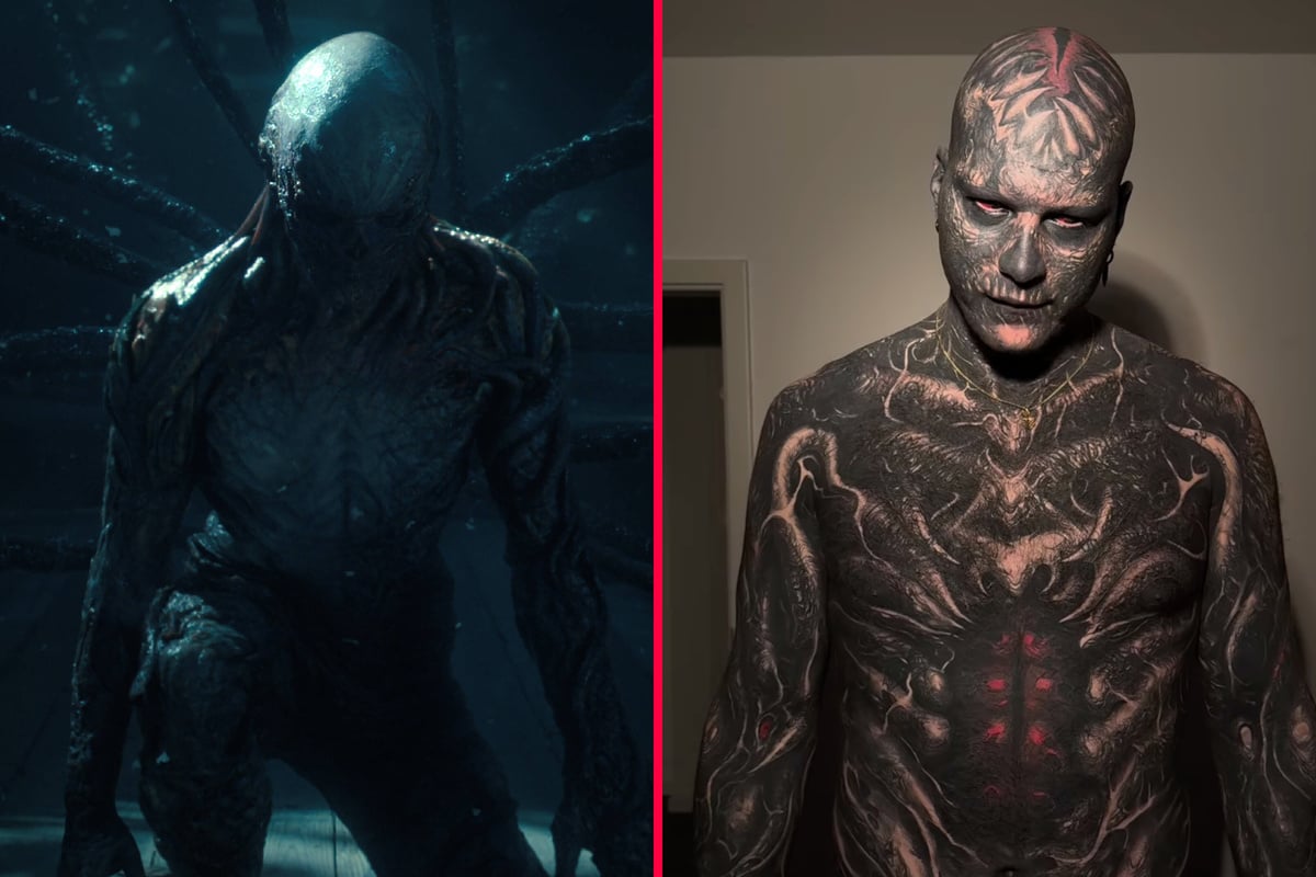 Extreme tattoo addict reveals Stranger Things villain that inspired ...