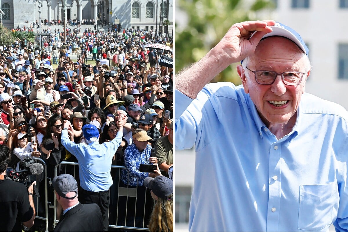 Bernie Sanders makes surprise Coachella appearance and draws thousands to LA rally