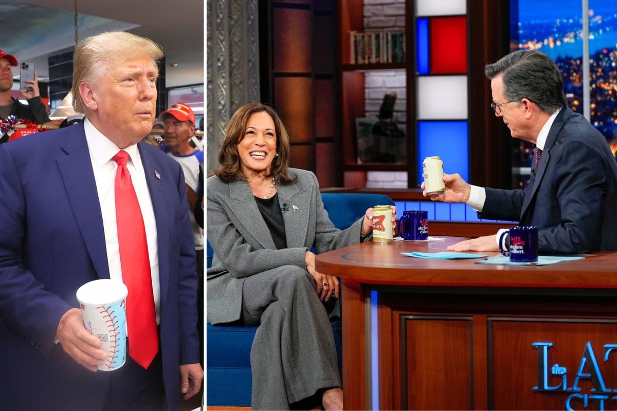 Kamala Harris sharing a beer with Stephen Colbert triggers major MAGA ...