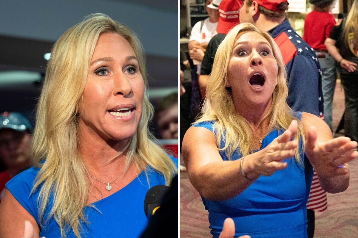 Marjorie Taylor Greene blames Democrats as constituents protest outside ...