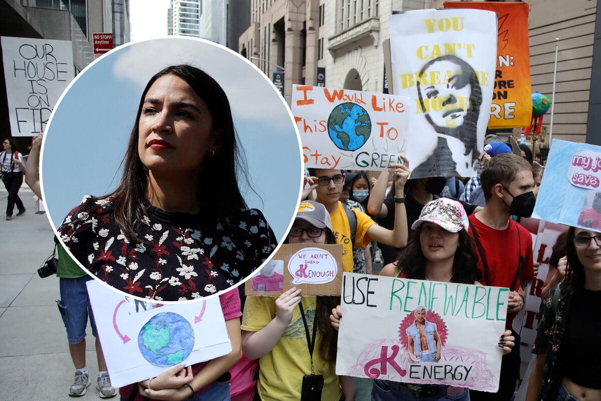AOC headlines New York protest calling for urgent action against fossil ...