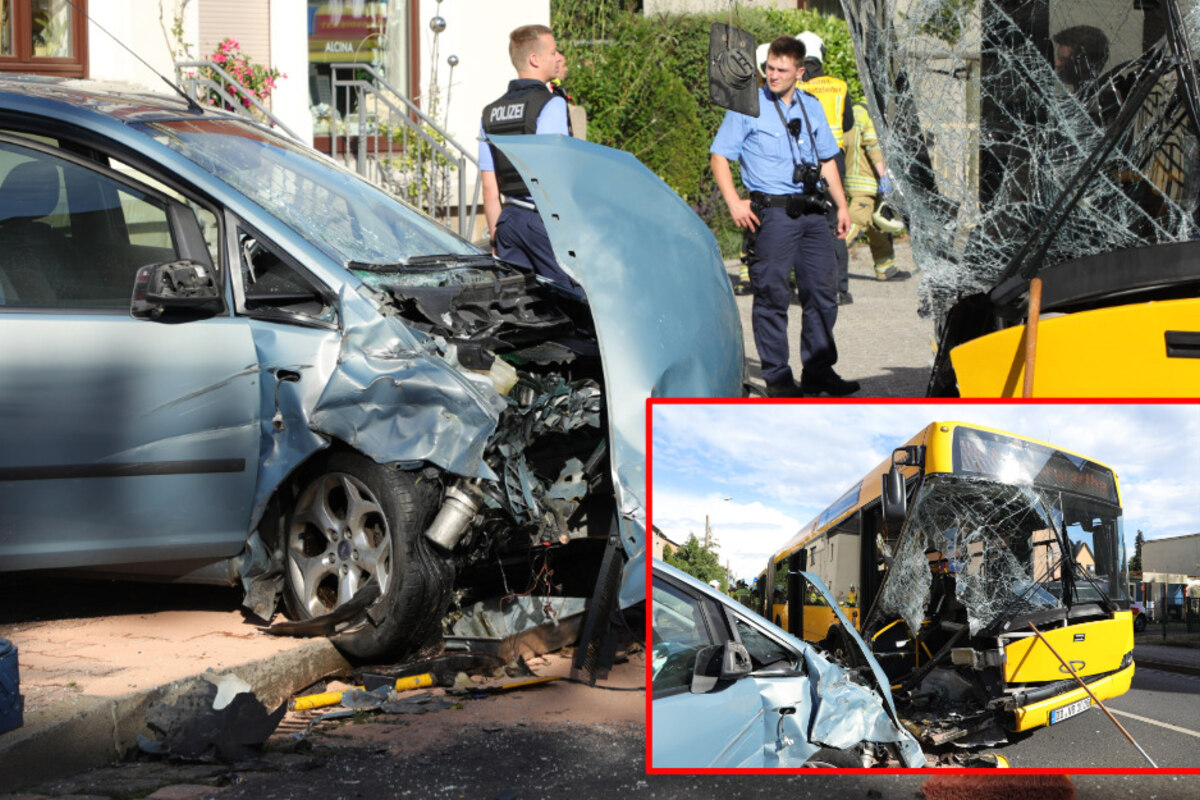 Auto kracht frontal in DVB-Bus: Zahl der Verletzten erhöht sich