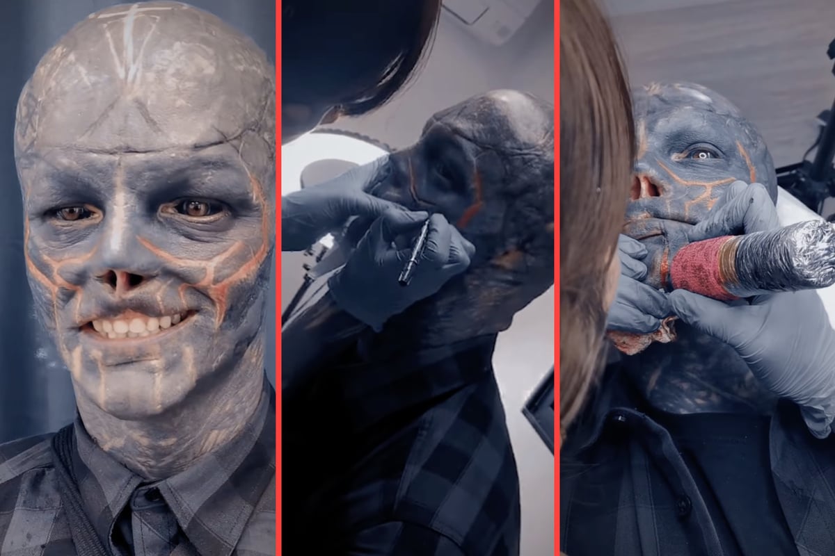 "Black Alien" begins new transformation by tattooing over intense ...