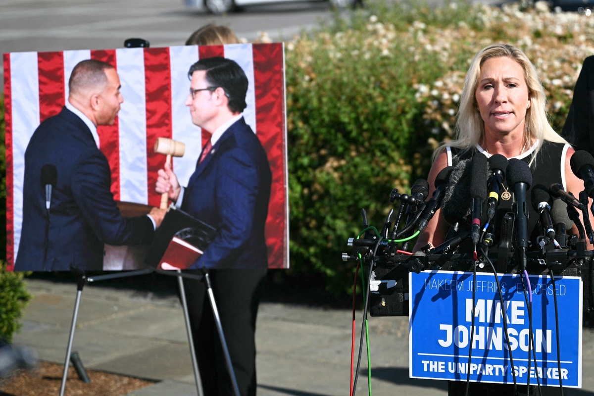 Marjorie Taylor Greene vows to push forward vote to vacate Johnson