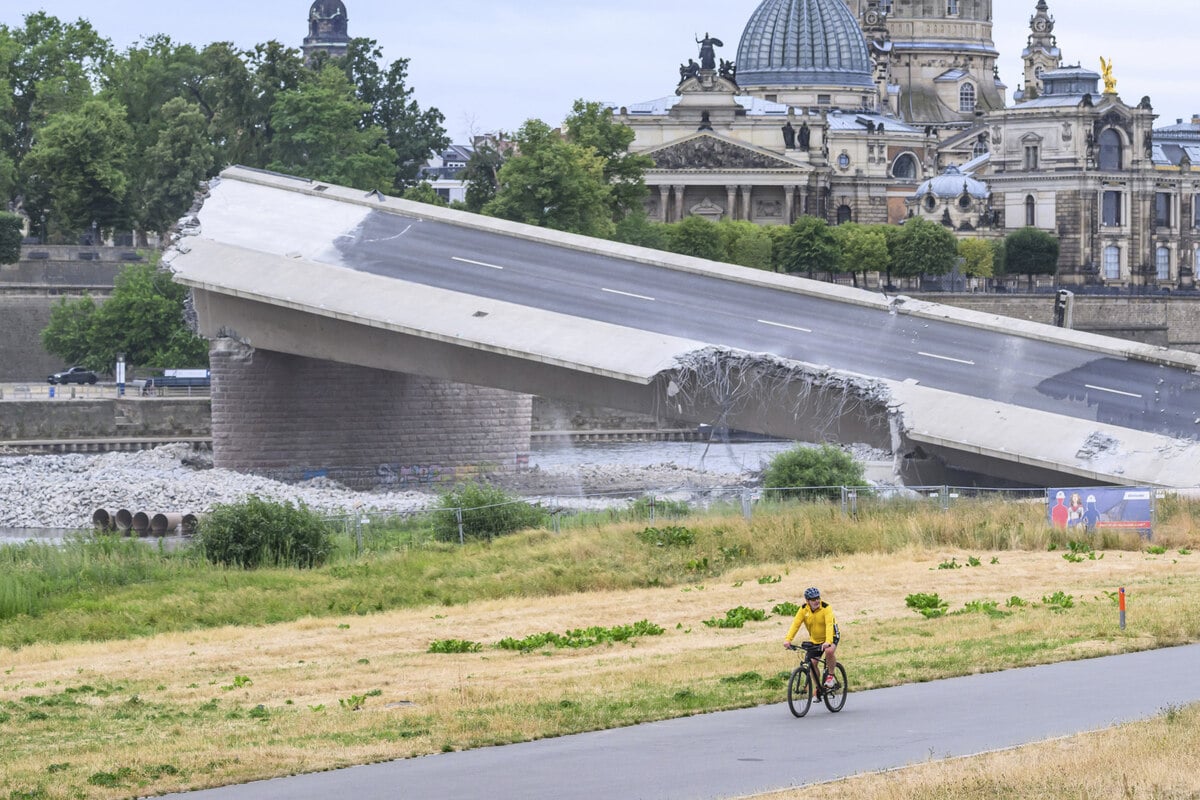 Dresden: Letztes Brückenteil der Carolabrücke eingefallen