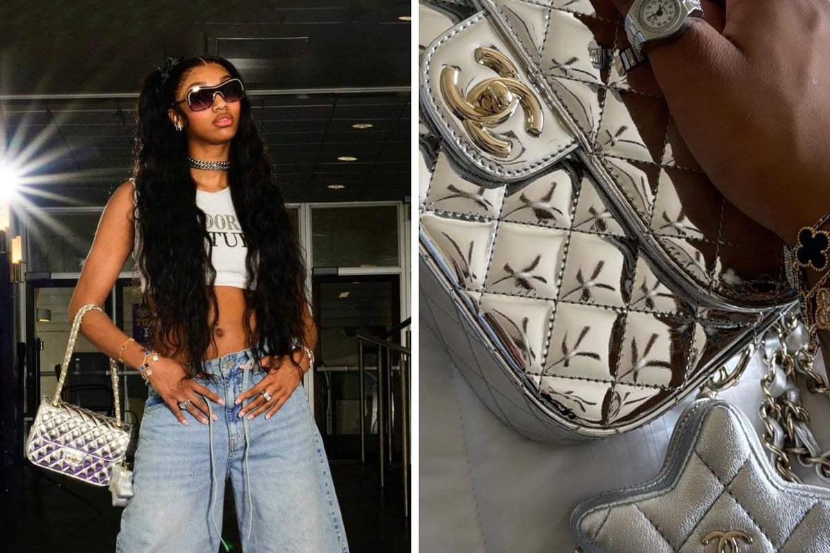 Angel Reese turns heads with chic senior day pregame look