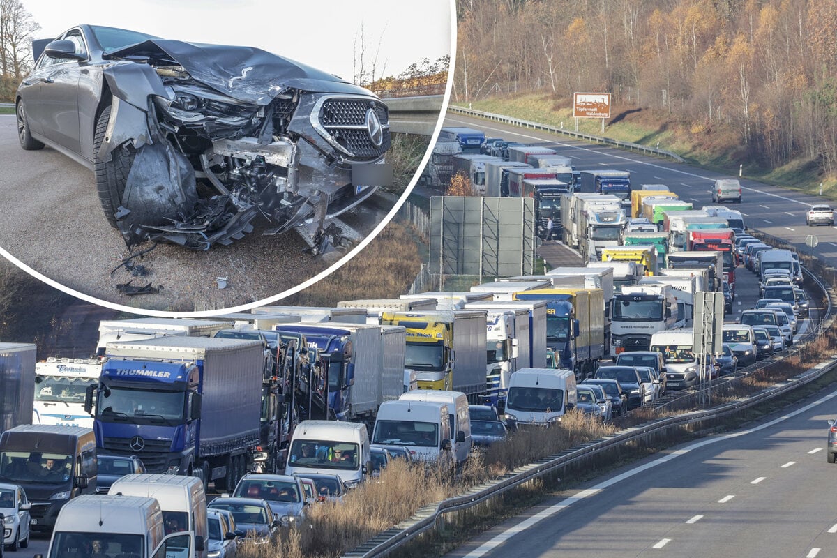 Unfall A4: Stau auf A4 bei Chemnitz - Unfall sorgt für Vollsperrung