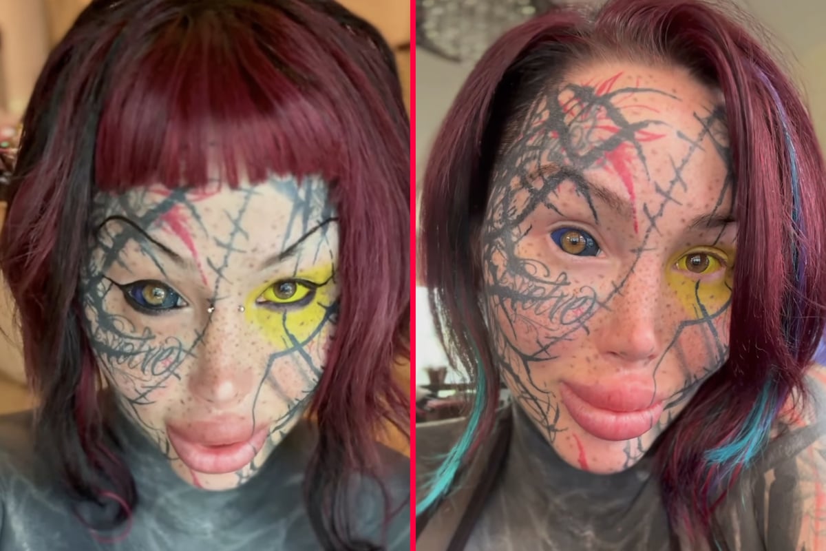 Ink addict who tattooed eyeball shut shocks with insane throwback snap