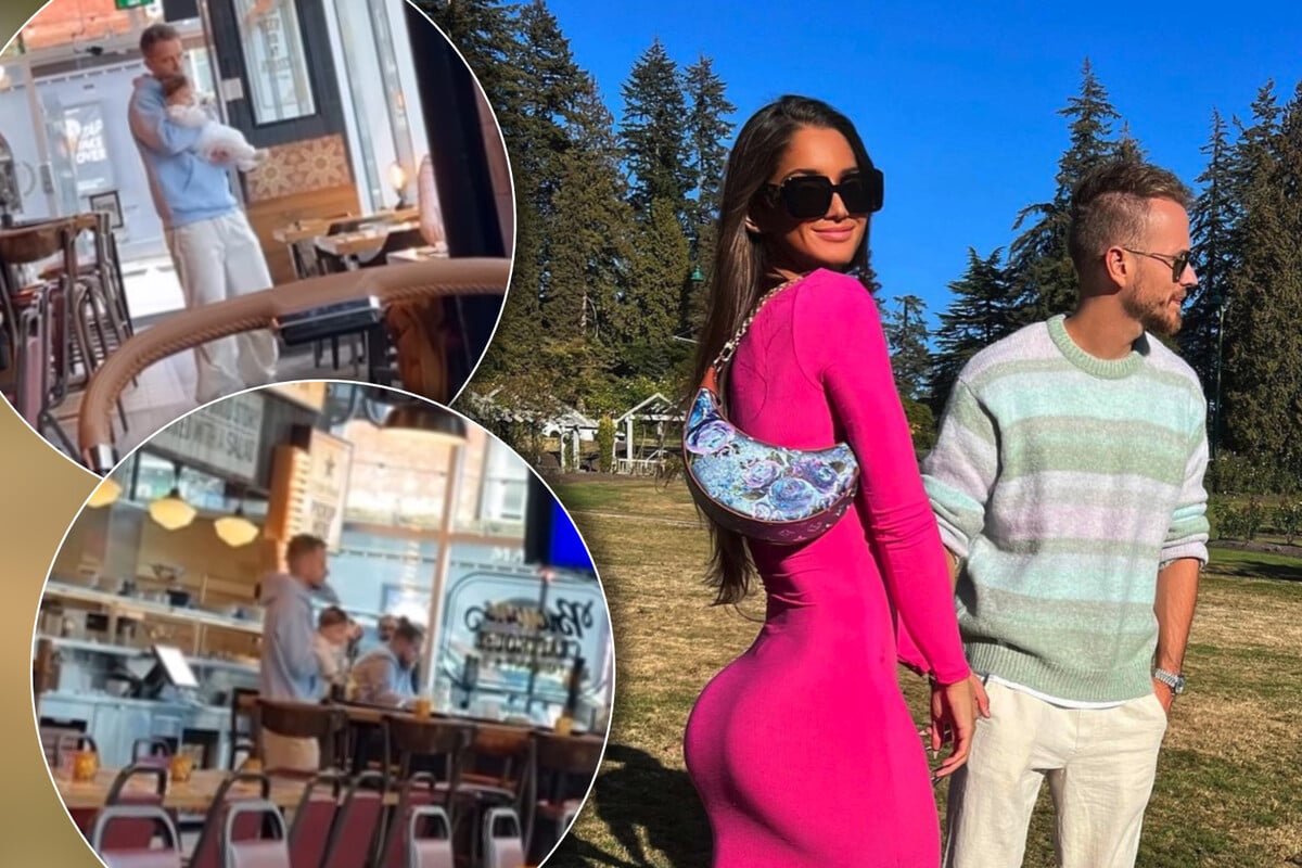 Julian Claßen trägt Baby durch Café, Freundin Tanja Makaric kommt aus ...