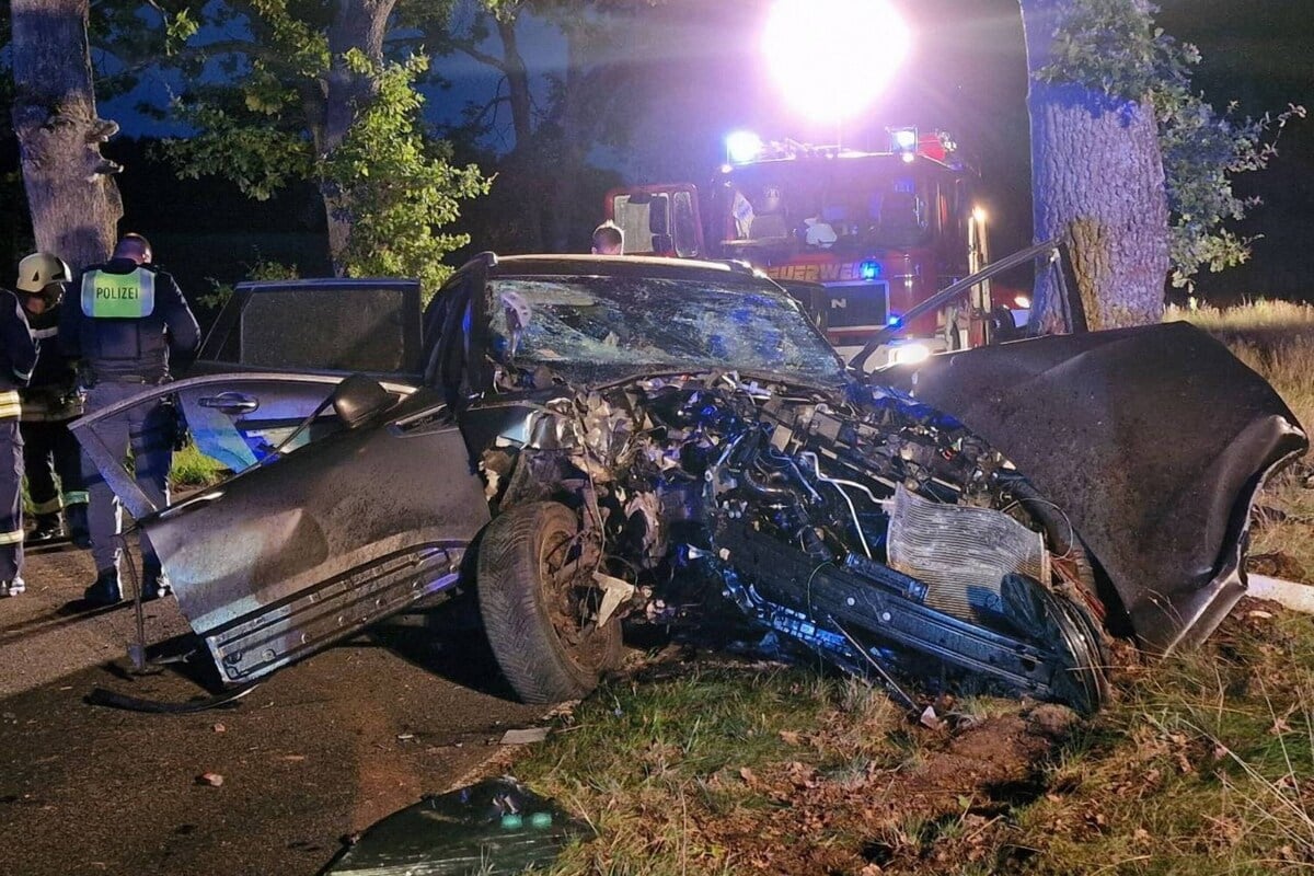 Schwerer Unfall in Rheinsberg: Auto kracht gegen Baum - Zwei Schwerverletzte