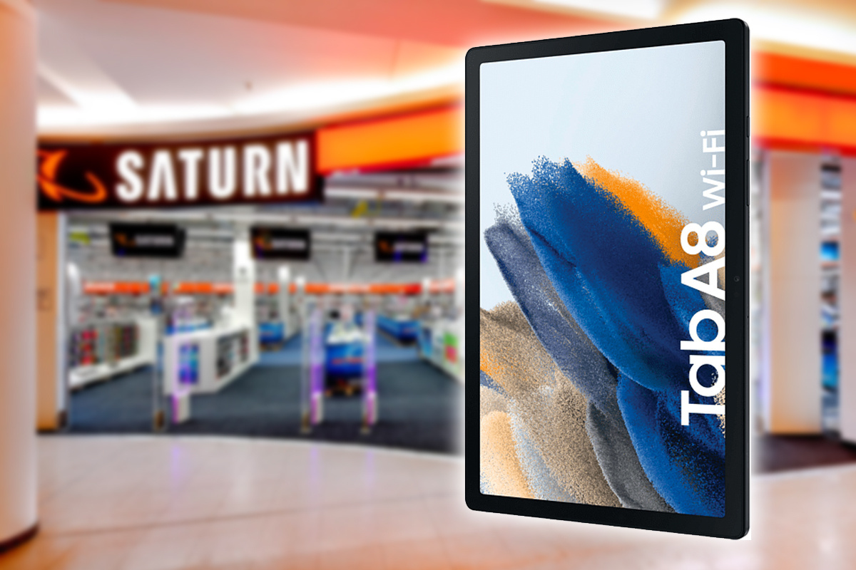 SATURN hat das Samsung Galaxy TAB A8 am Sonntag (27.11.) im Sonderangebot