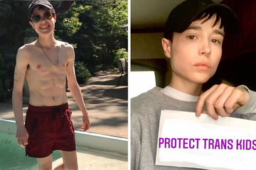 "Trans bb’s first swim trunks": Elliot Page shows off topless ripped ...