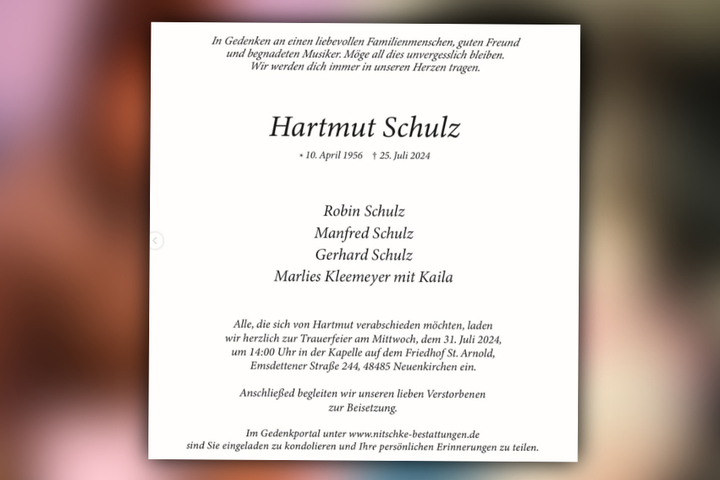 Weltstar Robin Schulz in tiefer Trauer um seinen Vater: "Möge all dies ...