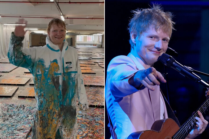 Ed Sheeran paints epic collection of Pollock-esque works in surprise ...