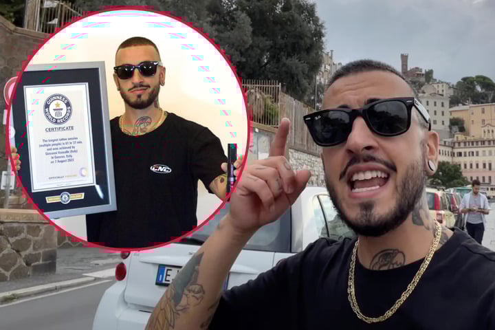 Italian tattooist completes longest tattoo session in history