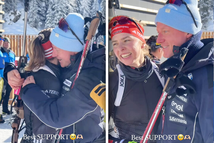 Biathlon: Johanna Puff holt EM-Gold und feiert mit Partner Lukas Hofer ...