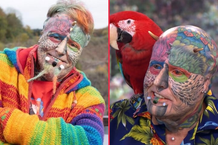 "Parrotman" removes both ears in bizaree bird body modification