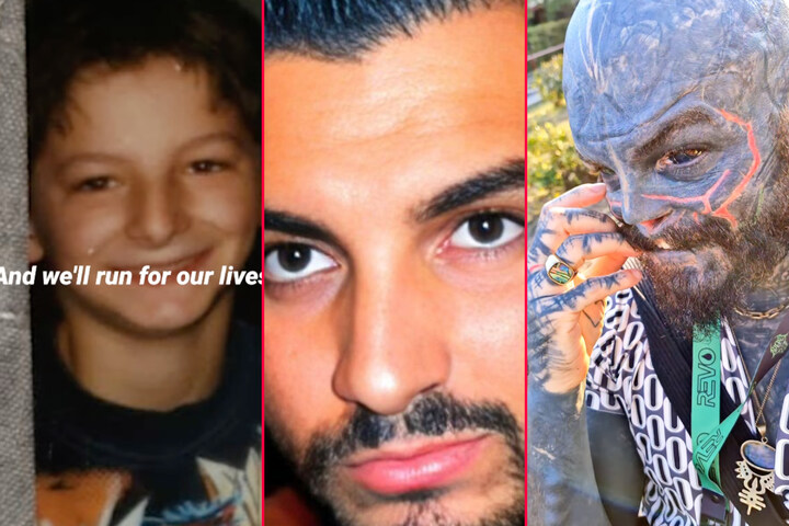 Crazy throwback snaps reveal Black Alien's insane tattoo and body mod ...