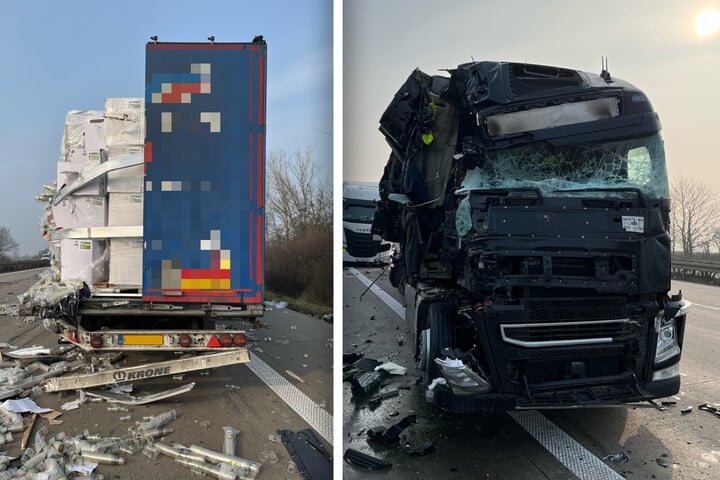Unfall und Stau auf der A2: Insgesamt sechs Laster krachen ineinander