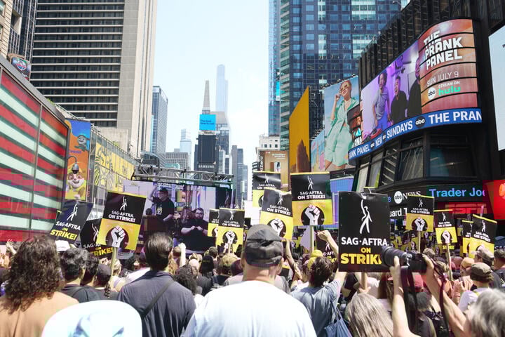 SAG-AFTRA union takes over Times Square with star-studded strike rally
