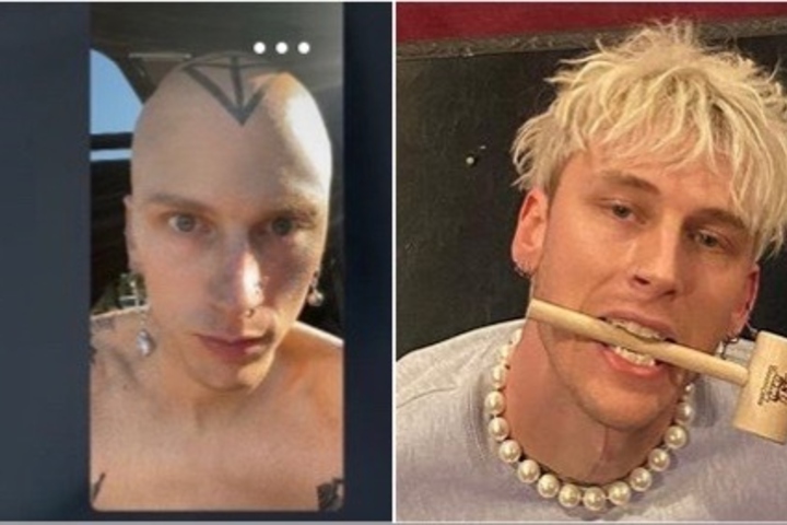 Machine Gun Kelly debuts startling new hairdo and tattoo!