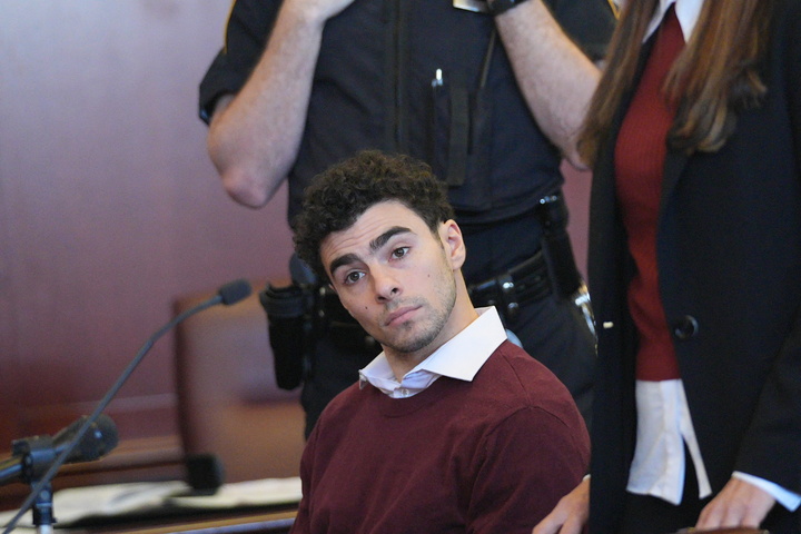 Luigi Magione appears in court to answer state charges of "terrorist ...
