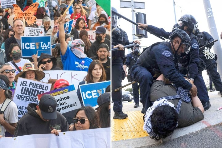 Federal agents turn LA into a war zone as ICE raid protests break out ...
