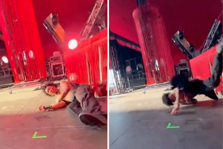 Singer d4vd face plants after attempted backflip during Coachella set!
