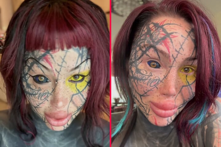 Tattoo addict who inked eyeball shut shocks with insane throwback snap