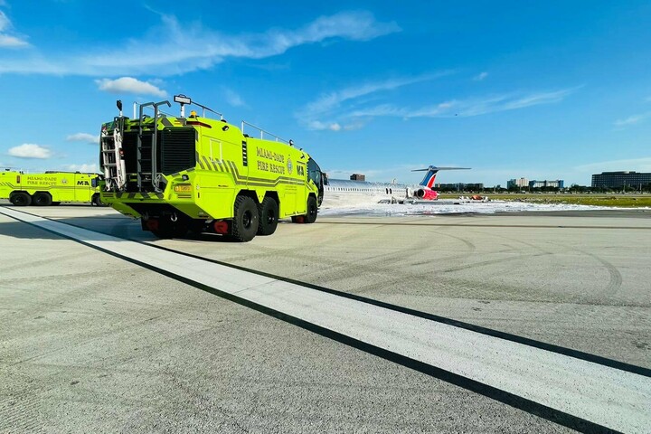 Plane Catches Fire On Landing At Miami Airport