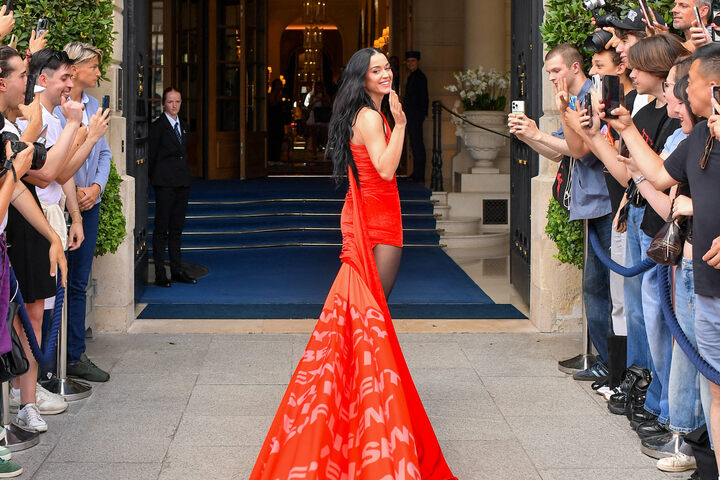 Katy Perry stuns in daring naked fur coat look at Paris Fashion week