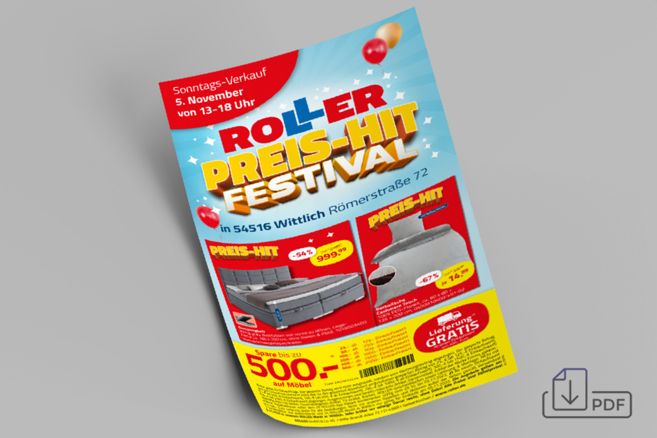 Diese Preisknaller von Möbel ROLLER dürft Ihr am Sonntag (5.11.) nicht ...